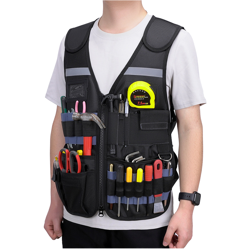 Multi-function Electrician ANSI Class I Reflective Tool Vest with ...