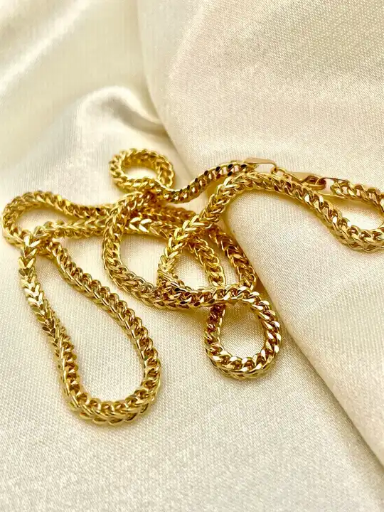 18K Solid Gold Real Yellow Franco Chain Necklace Without Diamond Chain ...