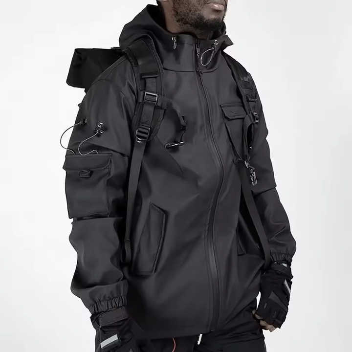 Cyber Black Techwear Jacket Streetwear Japanese Anime Cyberpunk Coat ...