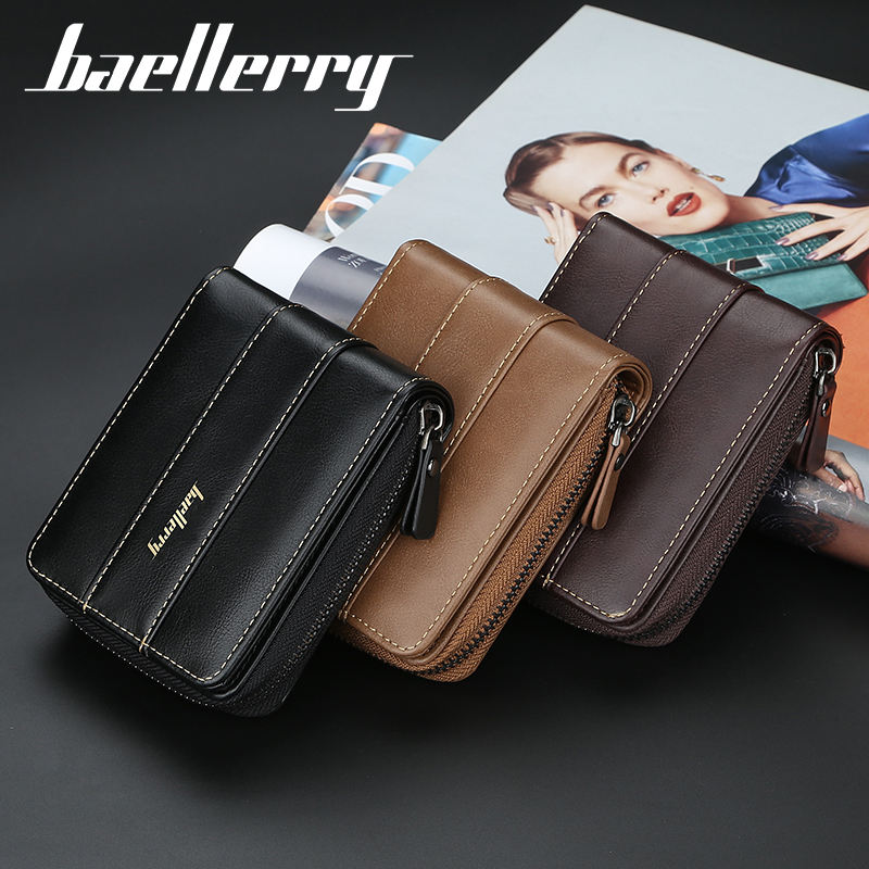 Baellerry Men's PU Leather Short Style Zipper Wallet for Men Coin Purse ...