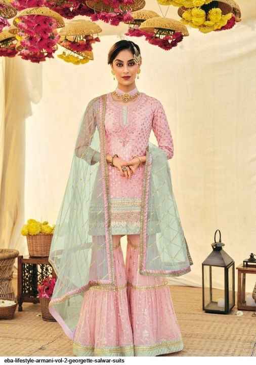 Pakistani Sharara Suit With Heavy Embroidery Work Wedding Wear Salwar ...