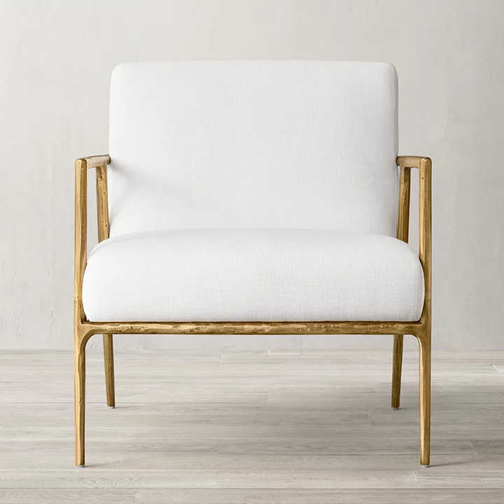 Modern Thaddeus Golden Track Arm Chair Hand Hammer Forged Metal Frame ...