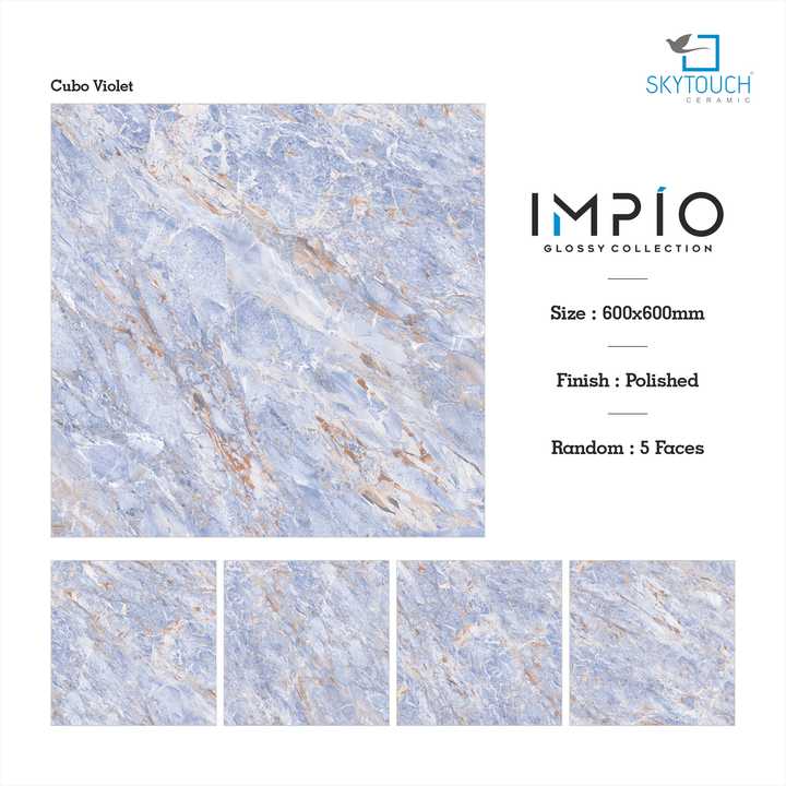 60x60 Glazed Polished Porcelain Floor Tile Cubo Violet by Skytouch ...