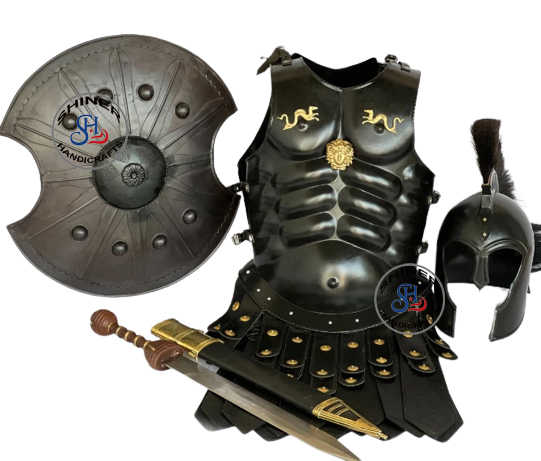 Medieval Roman Armor Spartan Roman Troy Helmet W/Muscle Armor Jacket ...