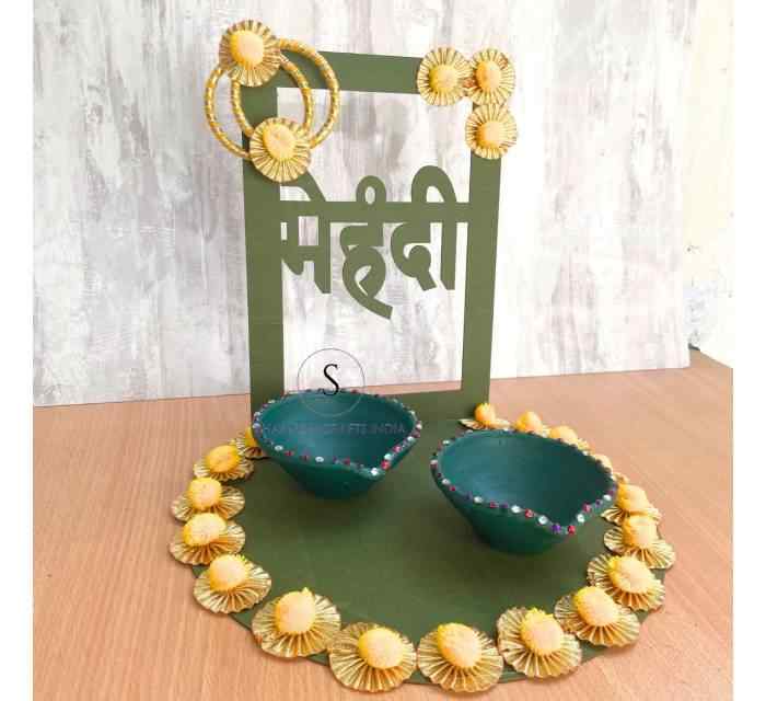 Beautiful Traditional Mehndi Platter Haldi Mehndi Pithi Sangeet Thali ...