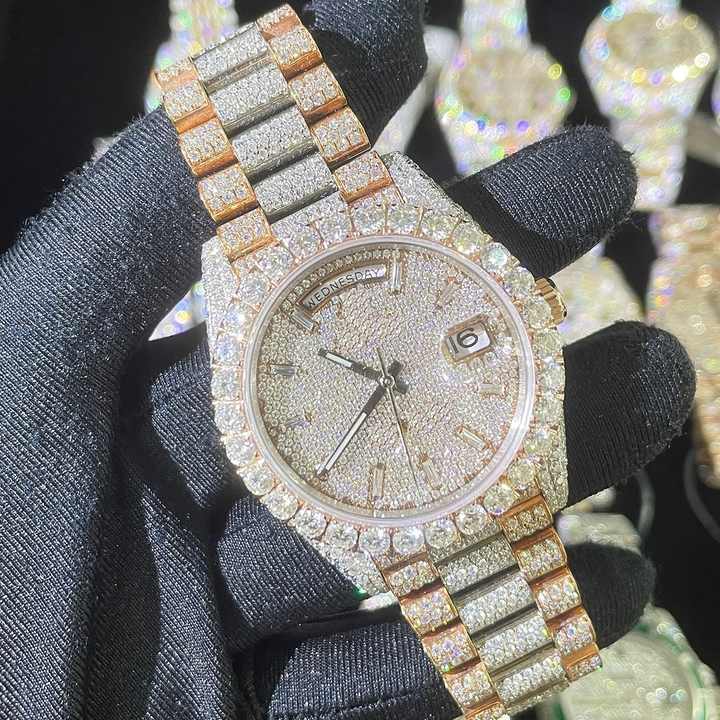 41mm Bezel Luxury Analog Quartz Polexe Watches Moissanite Watches Dial ...