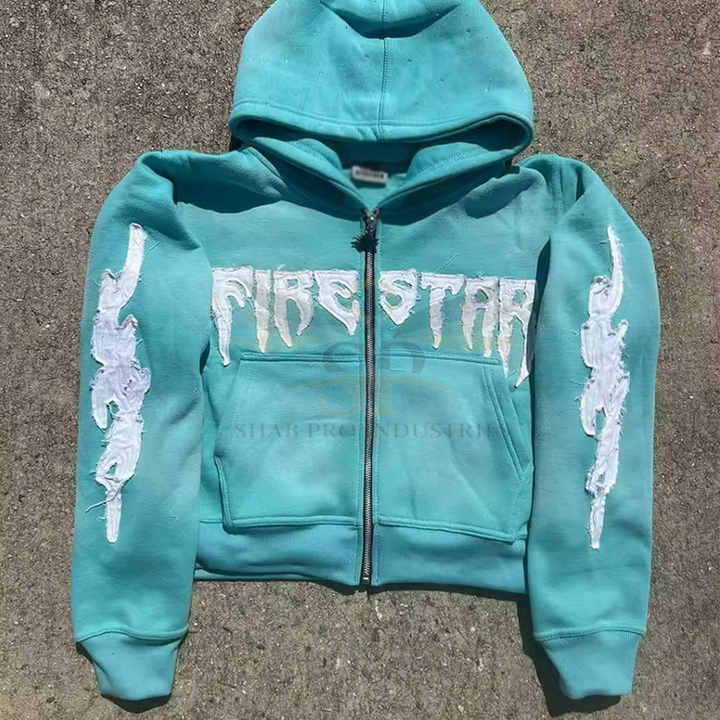 Outdoor Use Fashion Wear Distress Embroidery Hoodies Casual Wear Winter ...