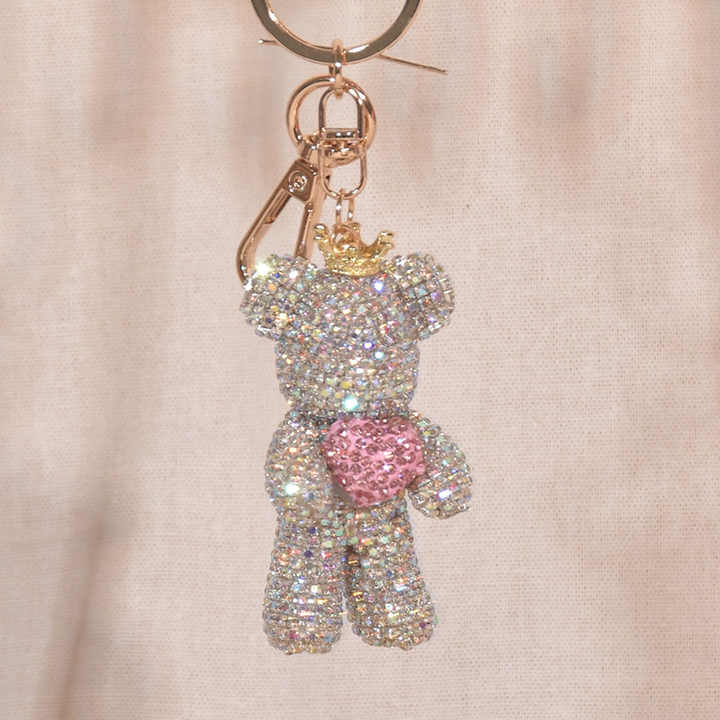 Bling Crown Teddy Bear Keychain Bling Diamond Crystal Rhinestone Key ...