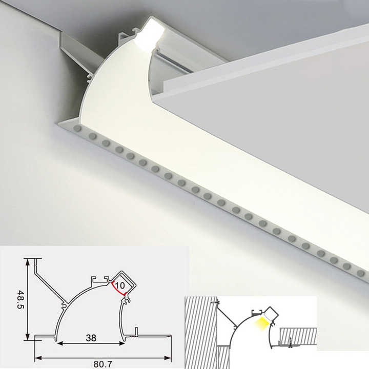 Trimless Indoor Ceiling Cove Lighting LED Aluminum Profile