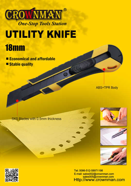 CROWNMAN Utility Knife - Heavy Duty 18mm Zinc Alloy Tool