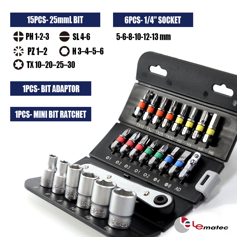 Bộ 23 Chiếc Cờ Lê Bánh Cóc Mini Dr 1/4 Inch Và Ổ Cắm Bit Bộ Chuyển Đổi ...
