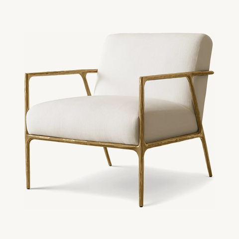 Modern Thaddeus Golden Track Arm Chair Hand Hammer Forged Metal Frame ...