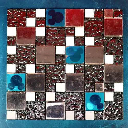 Disney Mickey Mouse Mosaic Tiles 11.8\" X 11.8\" Crystal Glass and ...