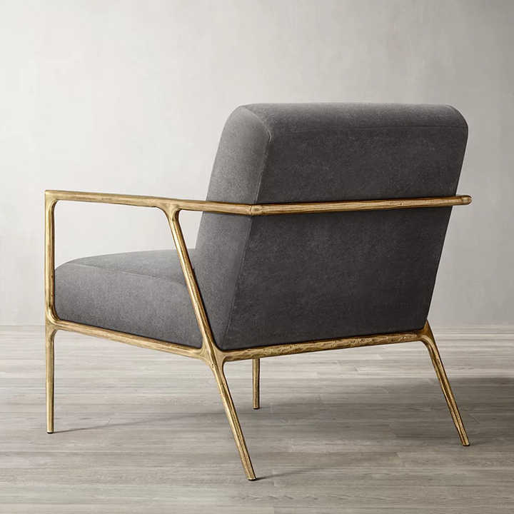 Modern Thaddeus Golden Track Arm Chair Hand Hammer Forged Metal Frame ...