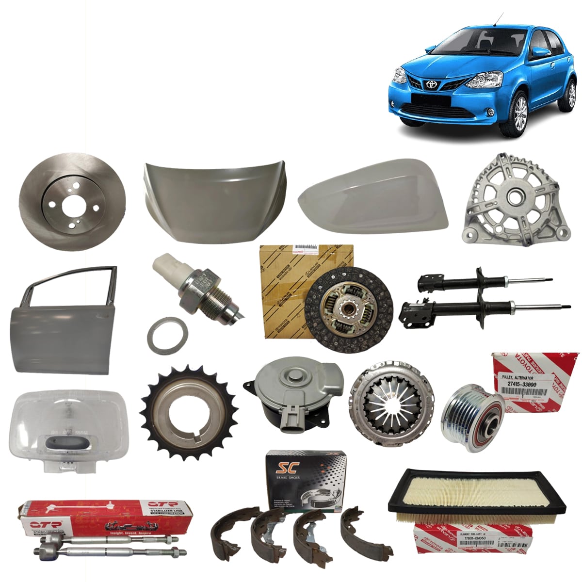 Auto Parts for Toyota Etios Liva Mudguard Accessories Compressor Car Player Android Spare