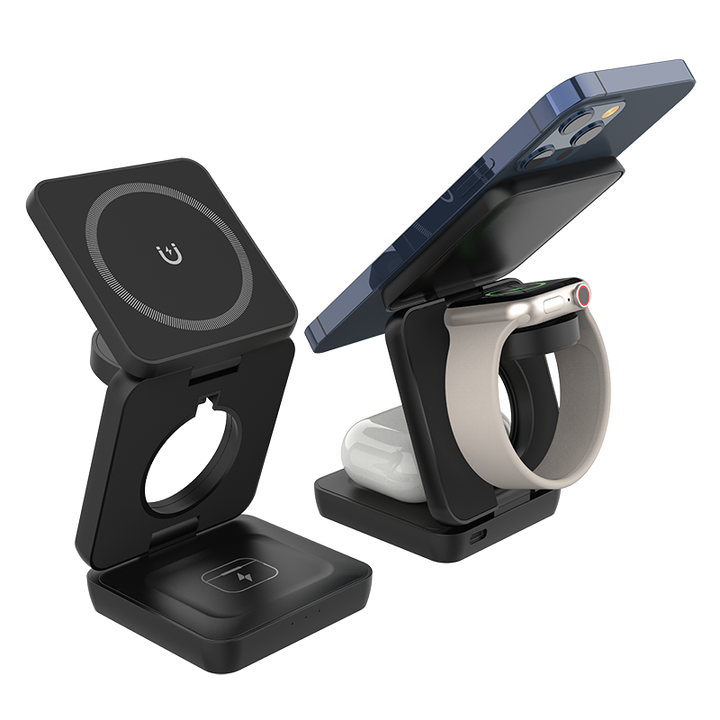 Foldable 3-in-1 Wireless Charger - Fast, Magnetic, and Portable