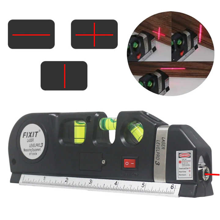LV03 8ft Cross Line Measurement Ruler Leveling Laser Level Pro 3 Tools RECHARGEABLE and NON ...