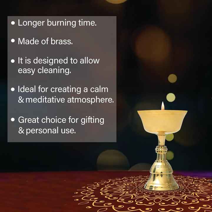 Art Deco Brass Diya Oil Lamp for Puja and Home Temple | Traditional ...