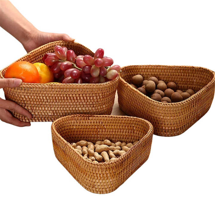 Eco-Friendly Triangle Rattan Storage Basket for Kitchen & Home Décor ...