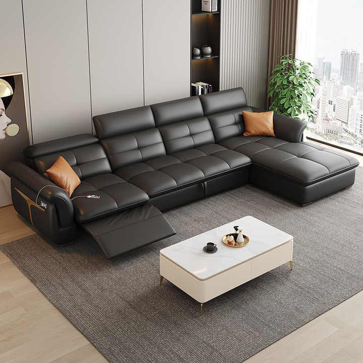 Luxury Electric Leather Sofa Bed - Multi-Functional Living Room Furniture