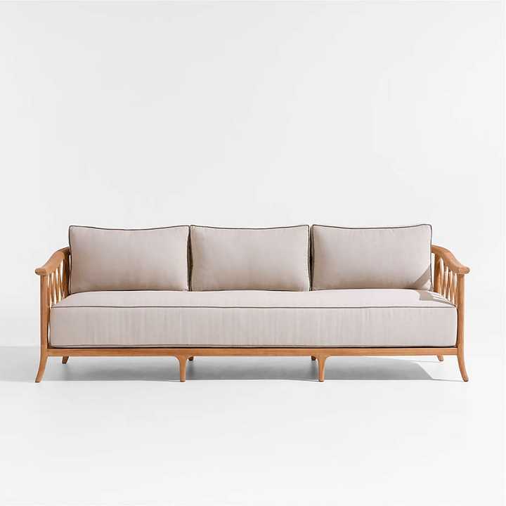 Modern Outdoor Natural Color Solid Wood Mahogany Teak Suar Rattan Sofa ...