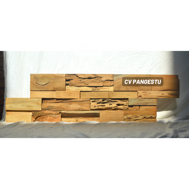 Modern Recycled Teak Wall Panels - Geometric Soundproof Decor