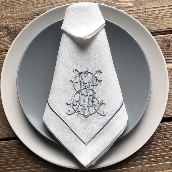 100% Linen Hemstitch Tea Napkin - Fine Dining Table Linen White ...