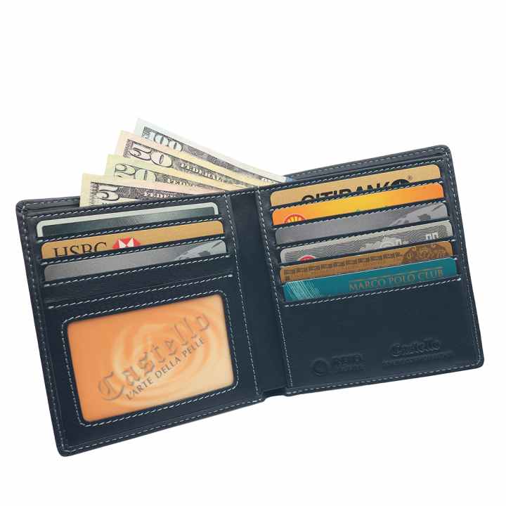 Castello Men's RFID Hipster Wallet - Genuine Cowhide Leather
