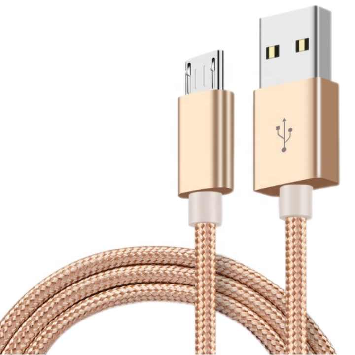 Fast Charging Luxury Gold Color Nylon Data USB to Micro USB Cables for ...