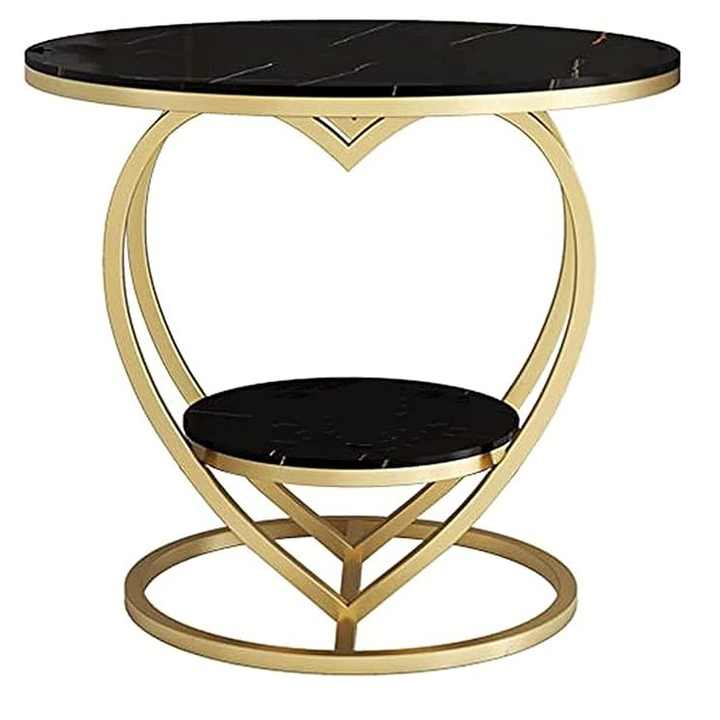 Luxury Modern Heart Shape Marble Top Metal Side Table Set