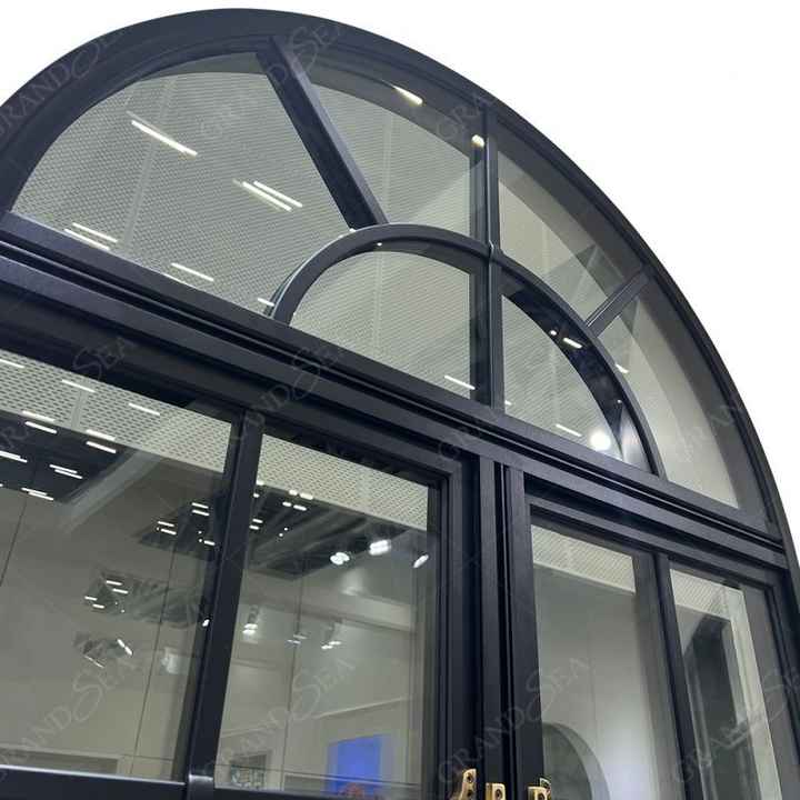 Vintage Copper Custom Arched Iron Steel Windows by GRANDSEA
