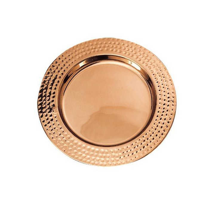 Antique Copper Plated Metal Charger Plate Hammered Design for Home And ...
