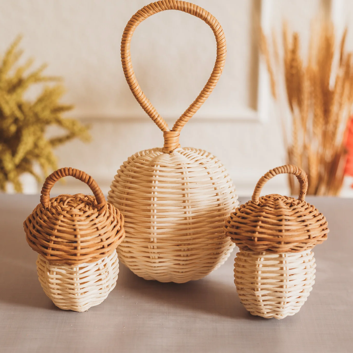Natural Rattan Mushroom Baby Rattle - Handmade Sensory Toy Wicker ...