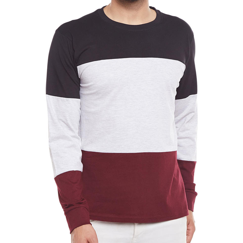 Classic Fit Mens Full Sleeve Color Block TShirt Designed for Reliable ...