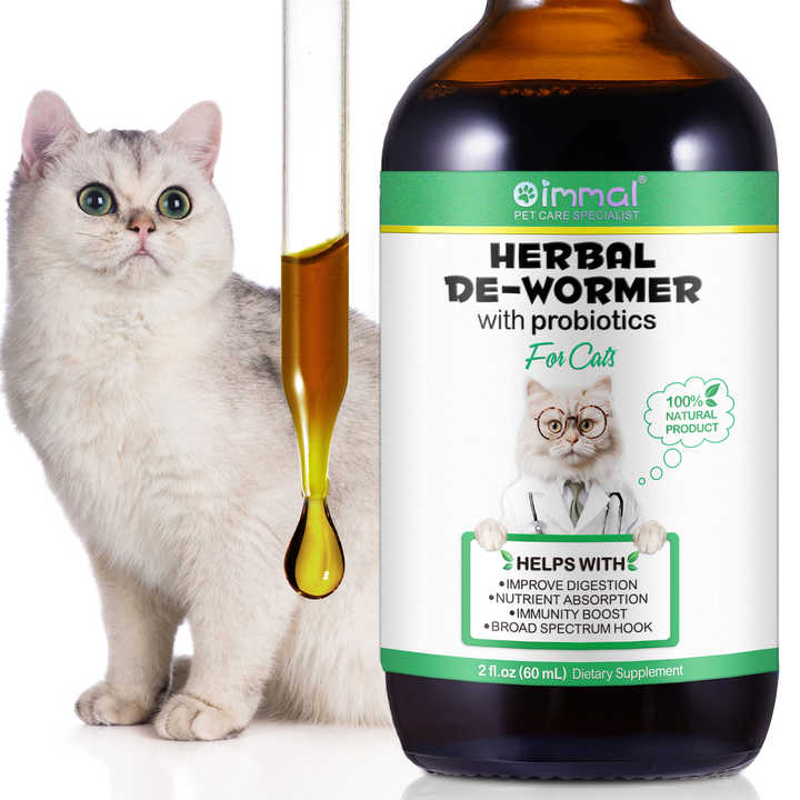 Natural Broad Spectrum Treatment Herbal Medicine Probiotic Cats De-Wormer Supplement Drops for ...