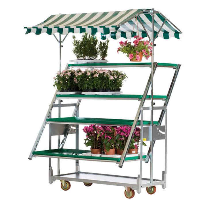 Convertible Rack Trolley Cart with Canopy Greenhouse Nursery Flower ...