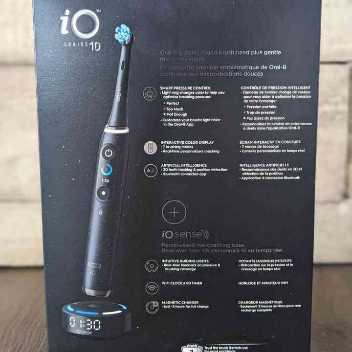 Oral-B iO Series 10 Rechargeable Electric Toothbrush with Pressure Sensor, 4 Brush Heads, Travel ...