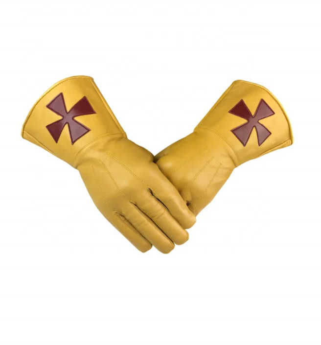 Masonic Regalia Knight Templar Leather Gloves Red Cross Soft Custom ...