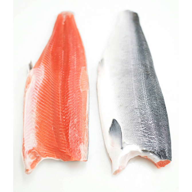 Norwegian Salmon Fillet Fresh Skin On. Pink Color Norwegian Salmon ...