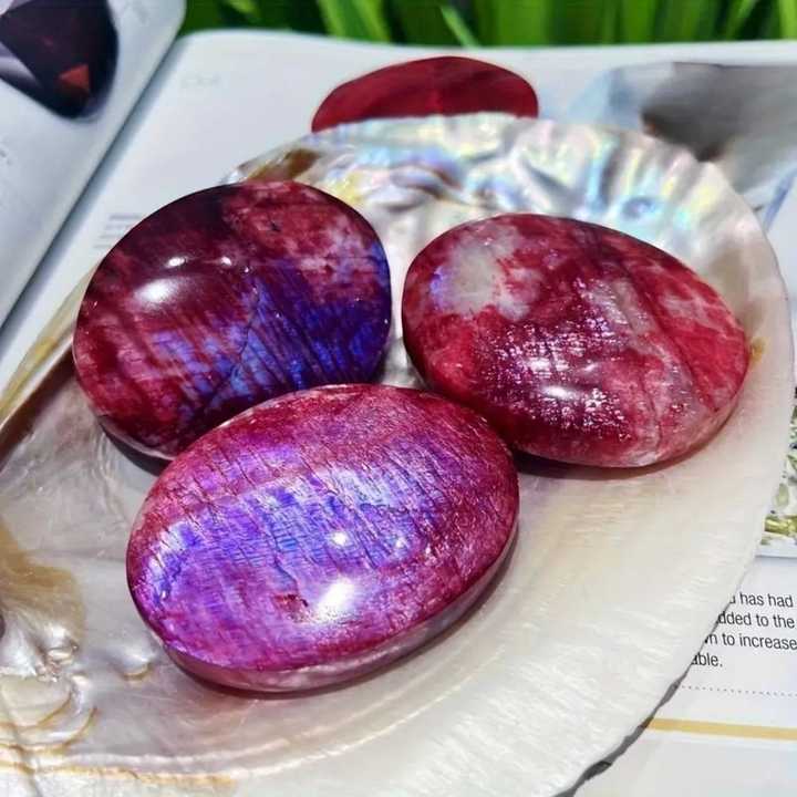 High Quality Natural Crystal Healing Stone Strong Flash Red Moonstone ...