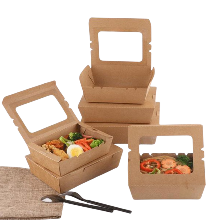 1200ml Food Grade Paper Materials Disposable Takeaway Packaging Brown ...