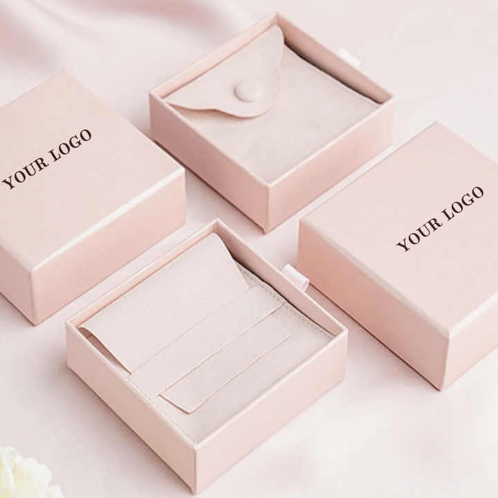 Bolsa y caja de joyería de microfibra, embalaje con logotipo pequeño ...