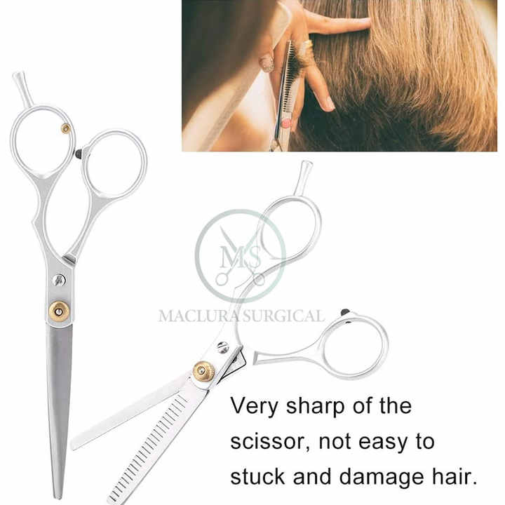 Premium Barber Hair Cutting Scissors Ergonomic Handle Stainless Steel ...