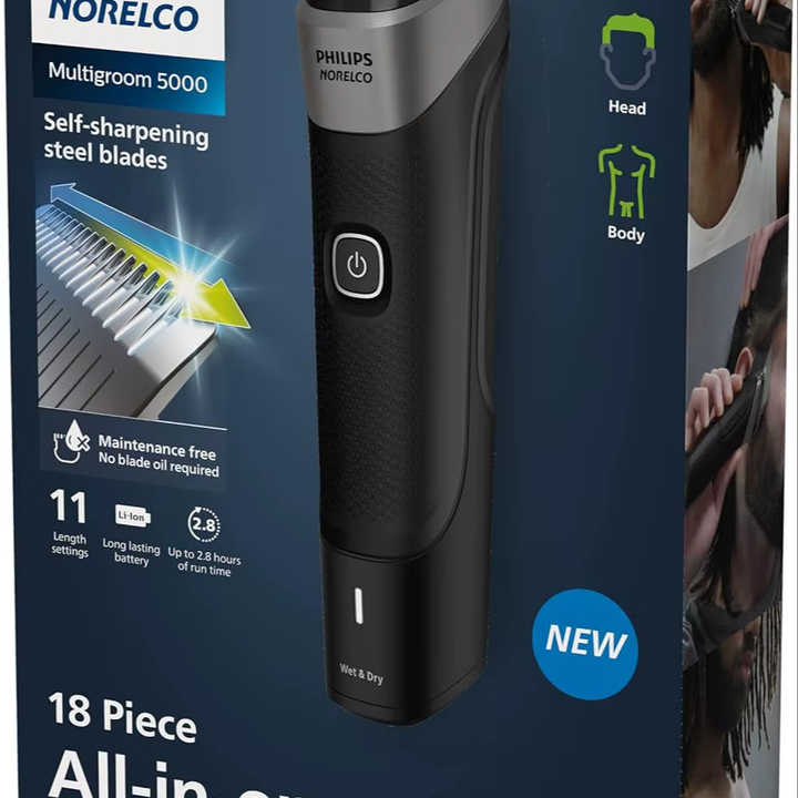 Philips Norelco Multigroom Series 5000 18 Piece, Beard Face, Hair, Body and Intimate Hair ...