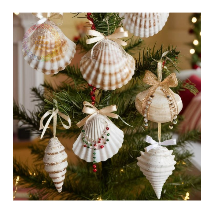 Christmas Tree Seashells - Natural Ornaments for Holiday Decor