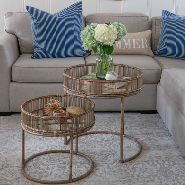 Nice Design Eco-friendly Round Rattan Nesting Tables Living Room ...