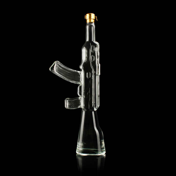 AK47 Rifle Gun Shape Borosilicate Glass Bottle With Bullet Drink Bottle ...