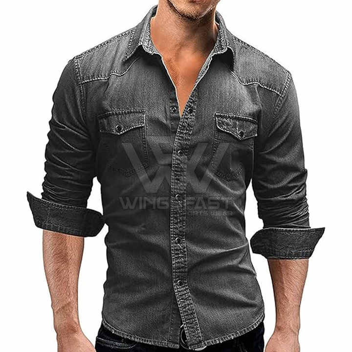 Cheap Price Best Selling Durable Men Jeans Shirts Solid Color Casual ...