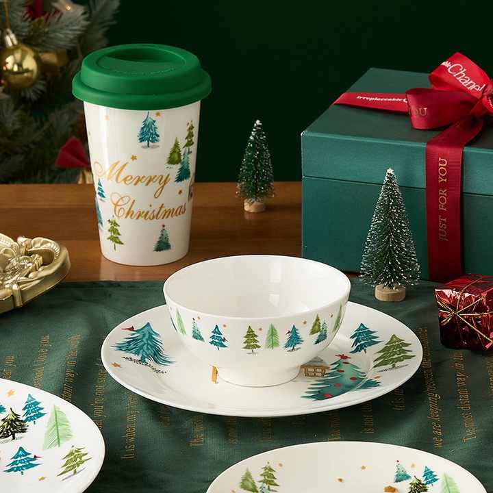 Christmas presents Festive pattern dinnerware bowl plate pot cup mug ...