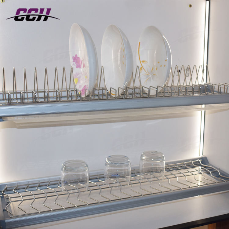 2 Tier Hanging Dish Rack - Stainless Steel Kitchen Organizer